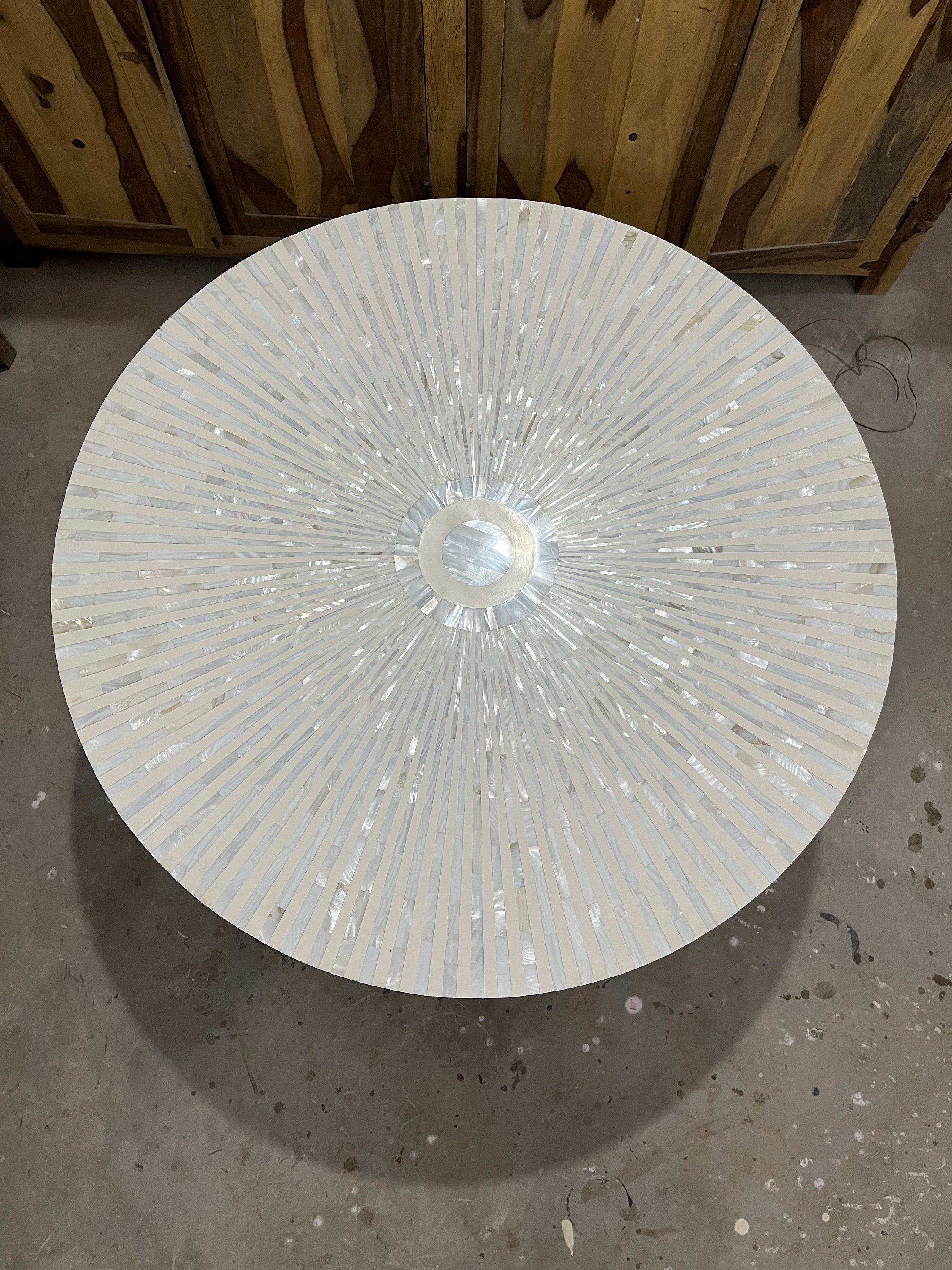 Wooden Bone Inlay Round Coffee Table,bone Inlay Cocktail Table,white ...