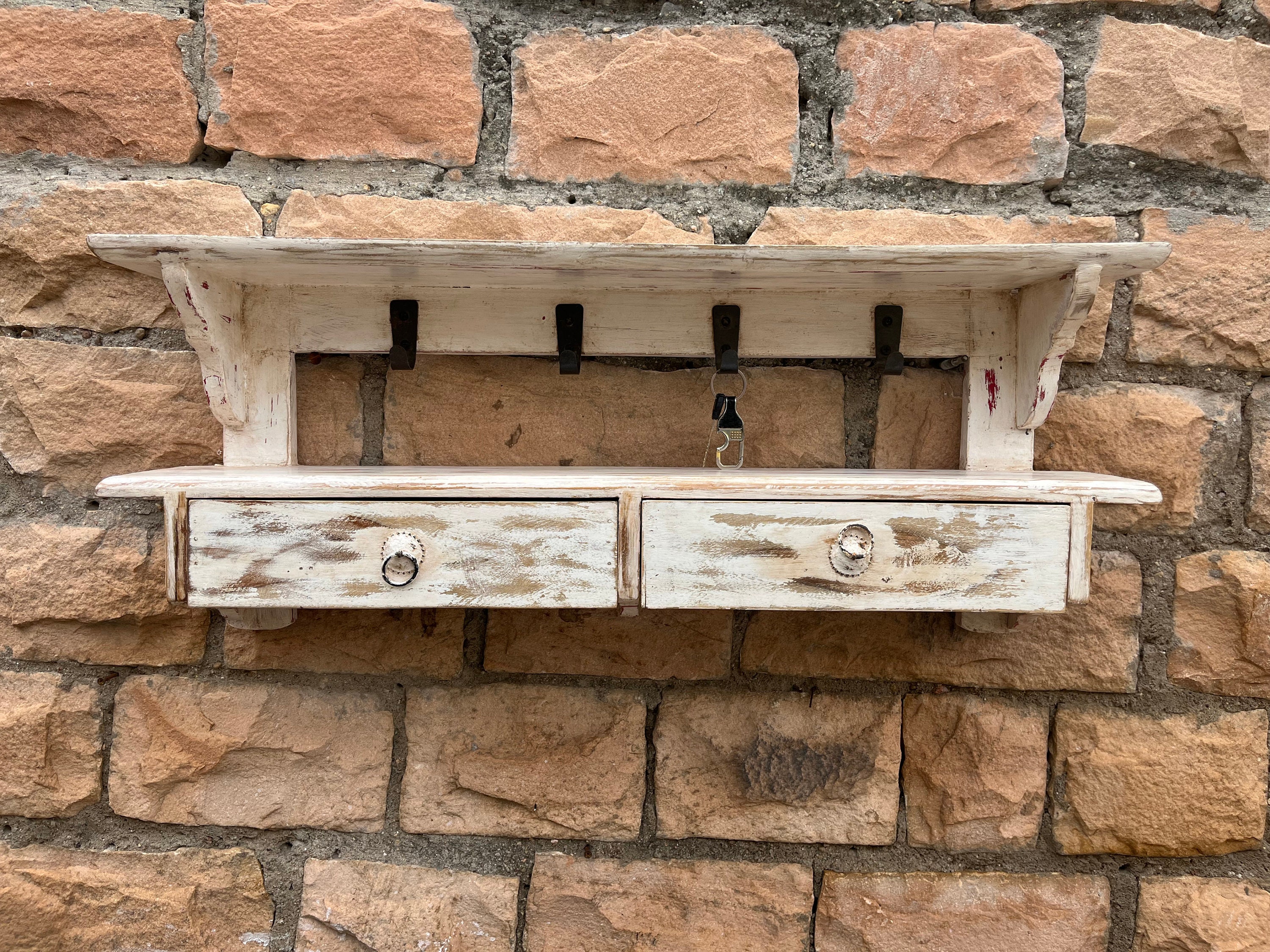 Wooden Solid Wood White Color Wall Hanging Key Holder and - Etsy