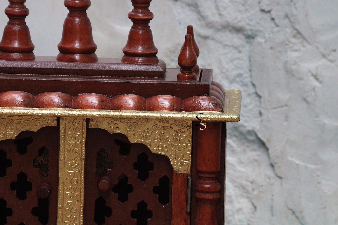 Solid Wood Pooja Mandir, Wooden Poojatemple With Drawers New Designe ...