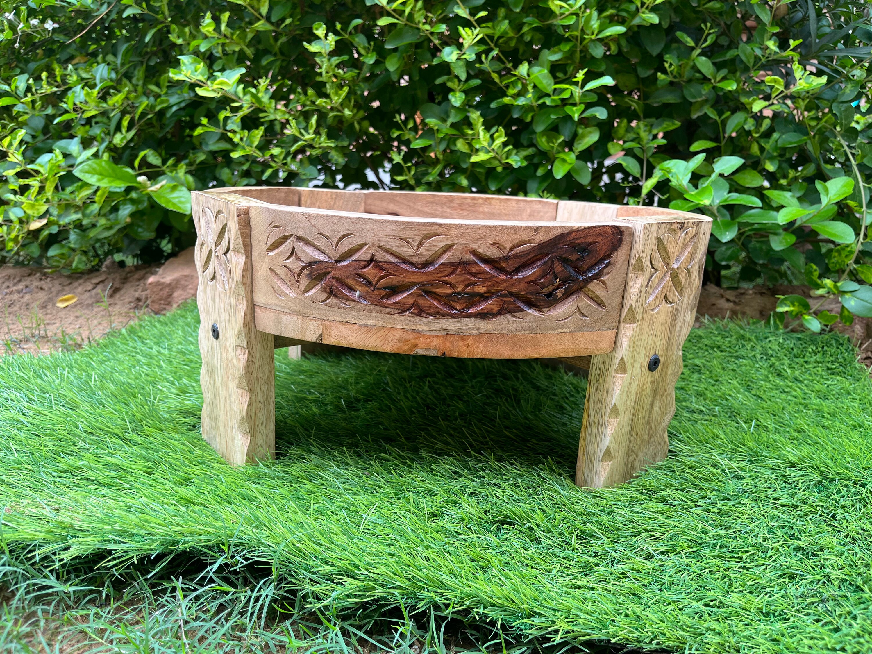 Wooden Solid Wood Round Indian Chakki Coffee Table,center Hukka Table ...