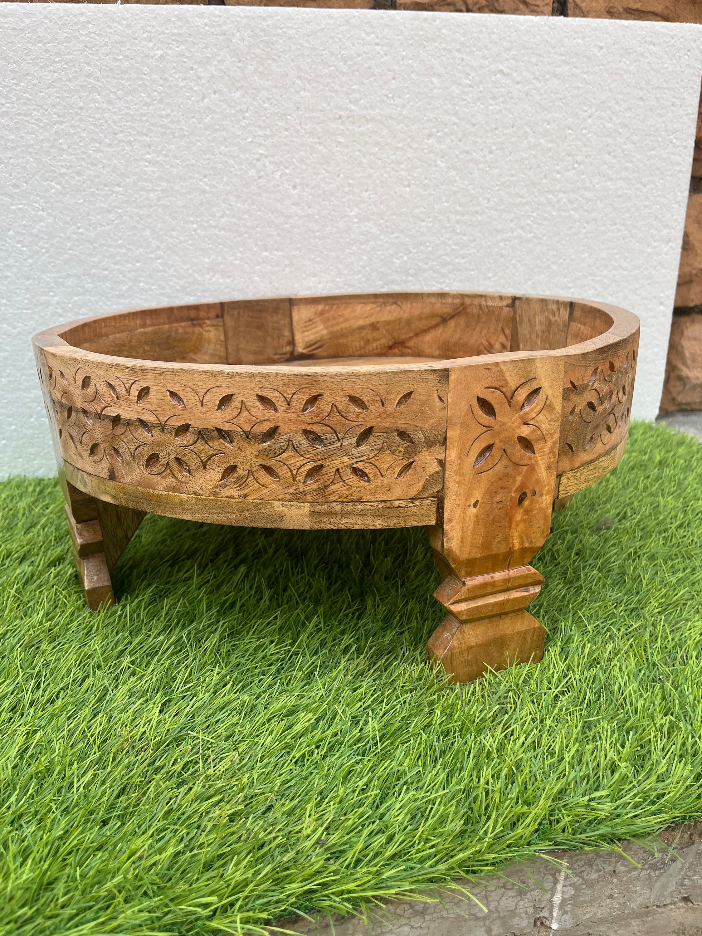 Wooden Round Mango Wood Chakki Table Grinder Table Coffee - Etsy