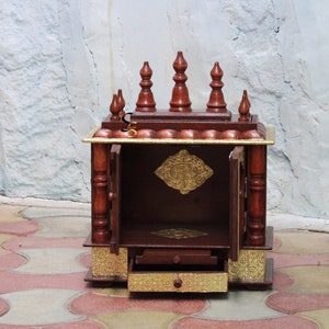 Solid Wood Pooja Mandir, Wooden Poojatemple With Drawers | New Designe ...