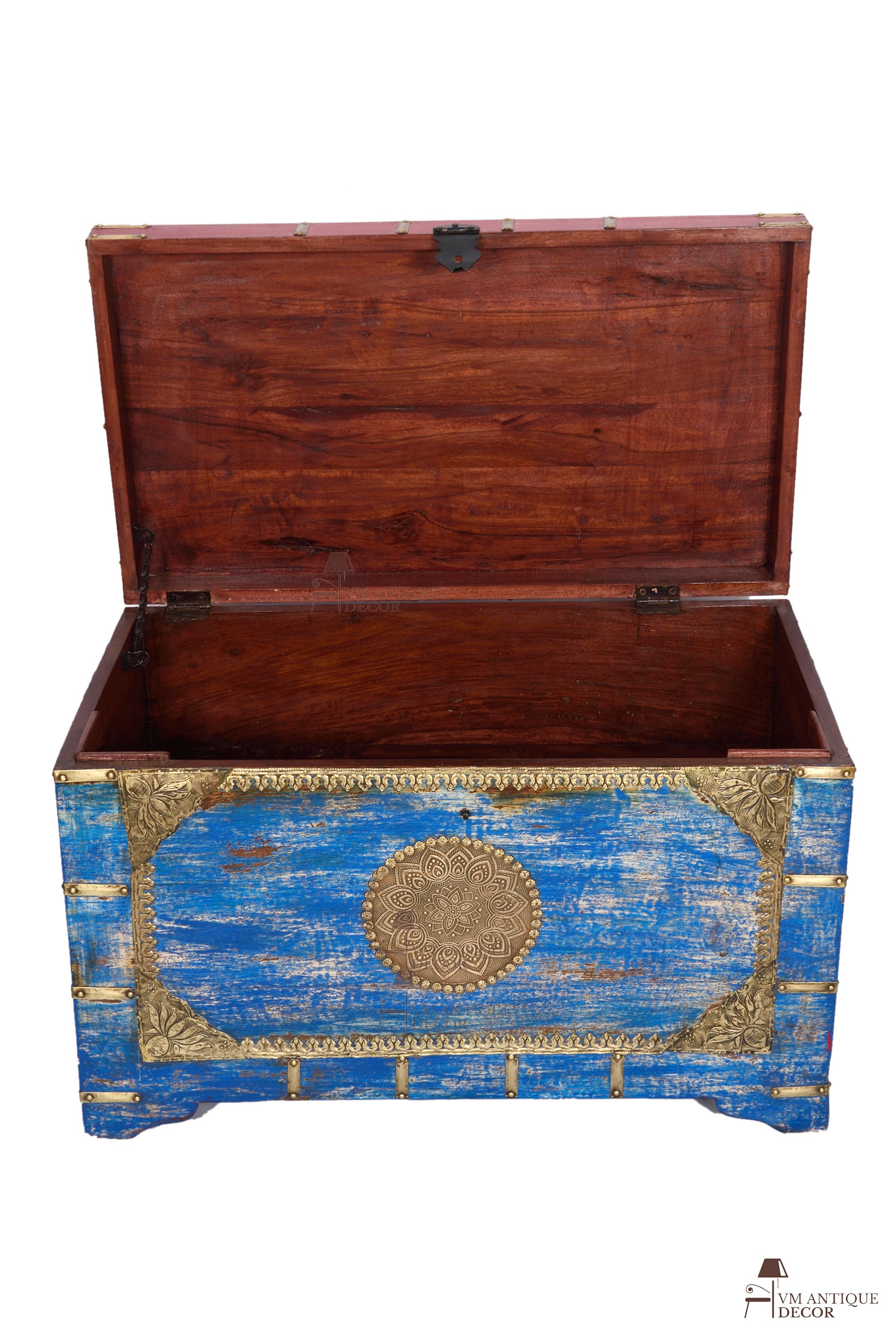 Wooden Trunk Box ,solid Wood Distage Brass Fitted Trunk Box for Home ...
