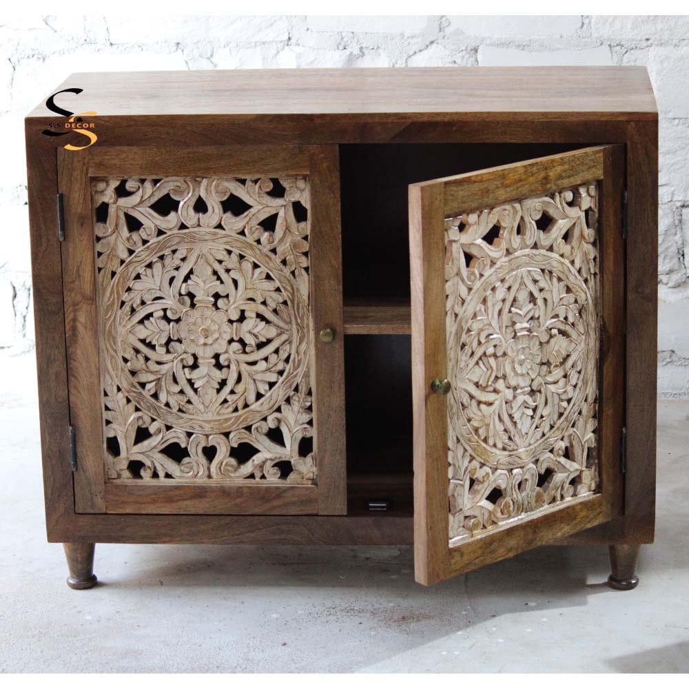 Carved wood cabinet store