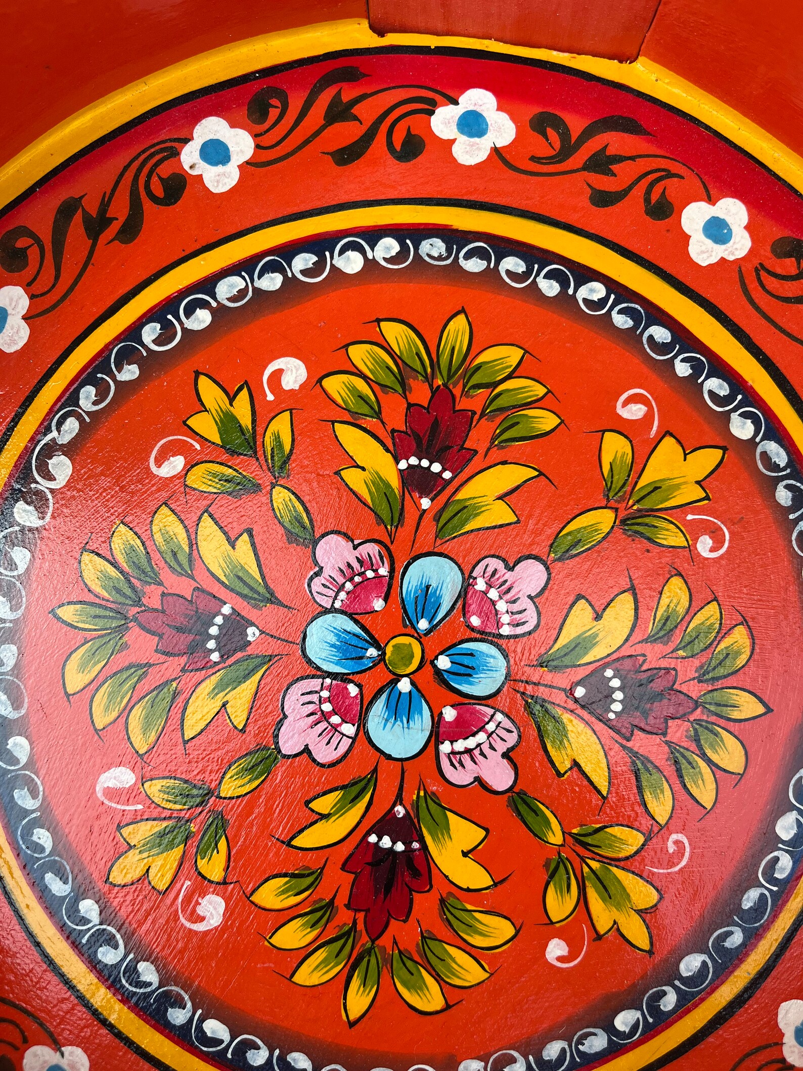 Wooden Round Painted Orange Color Chakki Tableindian Coffee - Etsy