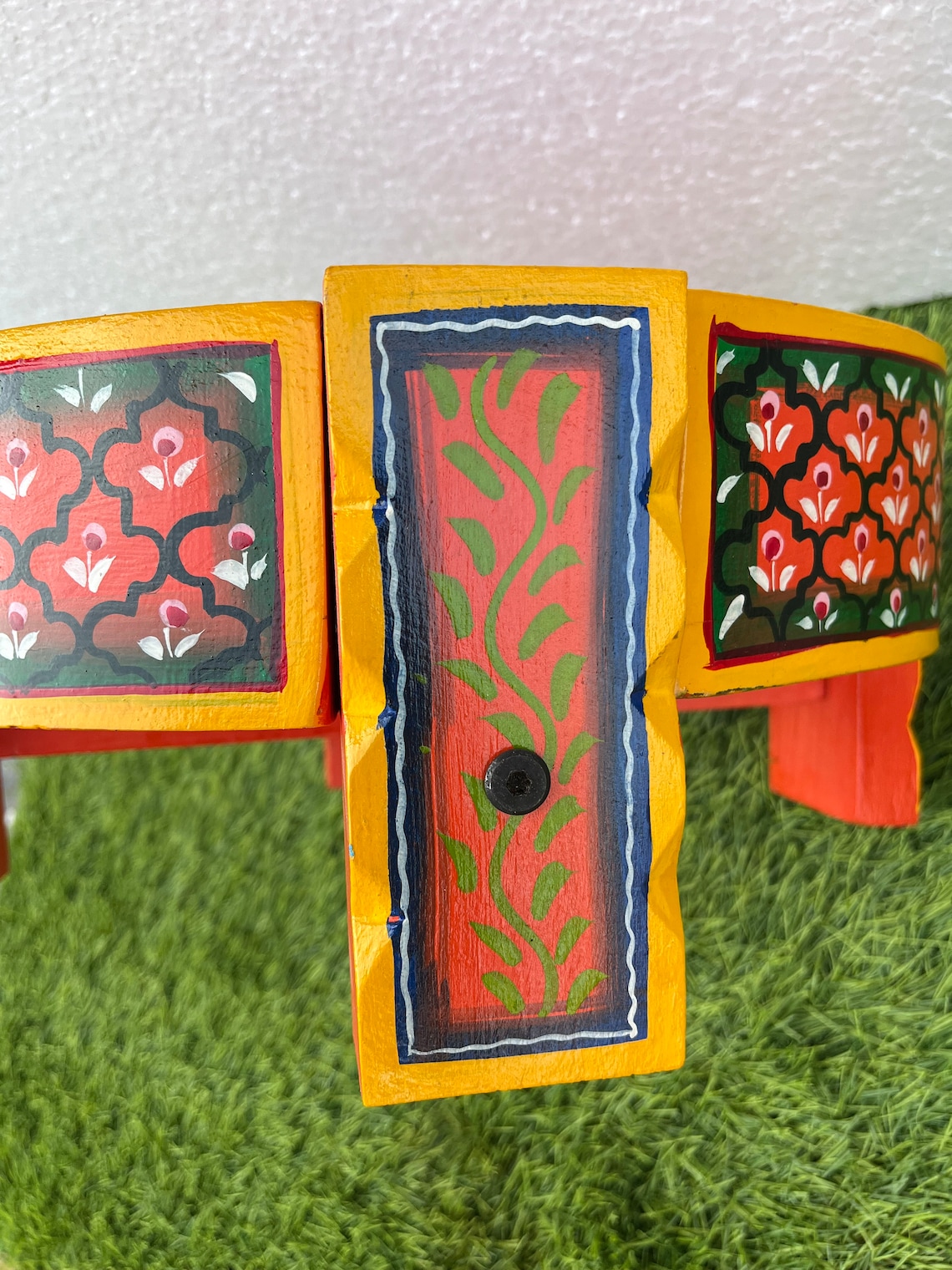 Wooden Round Painted Orange Color Chakki Tableindian Coffee - Etsy