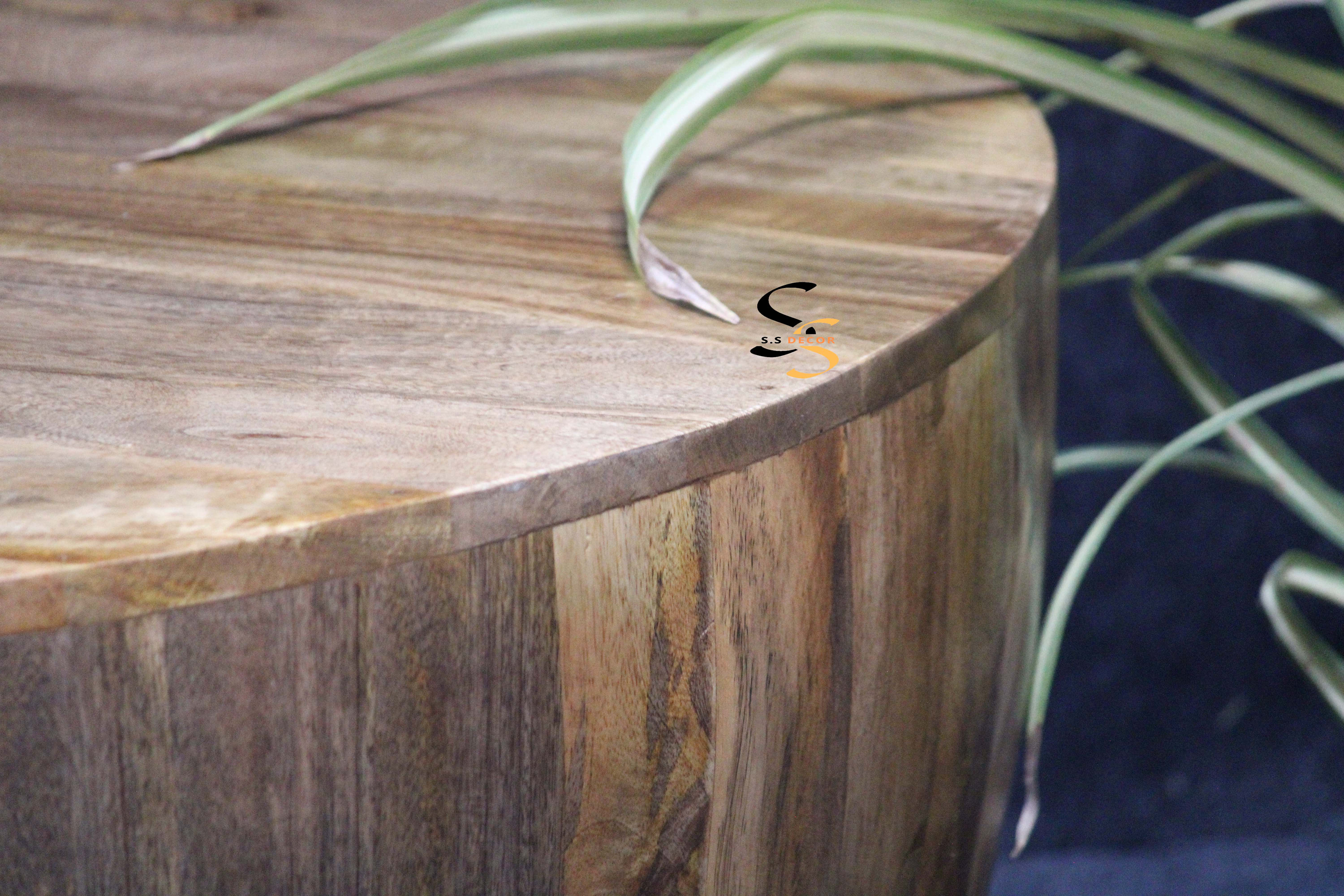 Handcrafted Solid Wood Drum Coffee Table, Boho Indian Centerpiece - Etsy