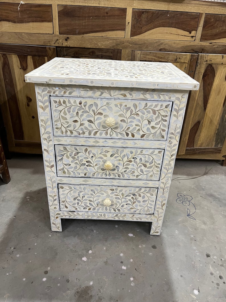 Bone Inlay Drawer Table for Home and Office Decor,beautiful Bedside ...