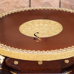 Wooden Round Solid Wood Brass Fittted Elephant Coffee Table.dining ...