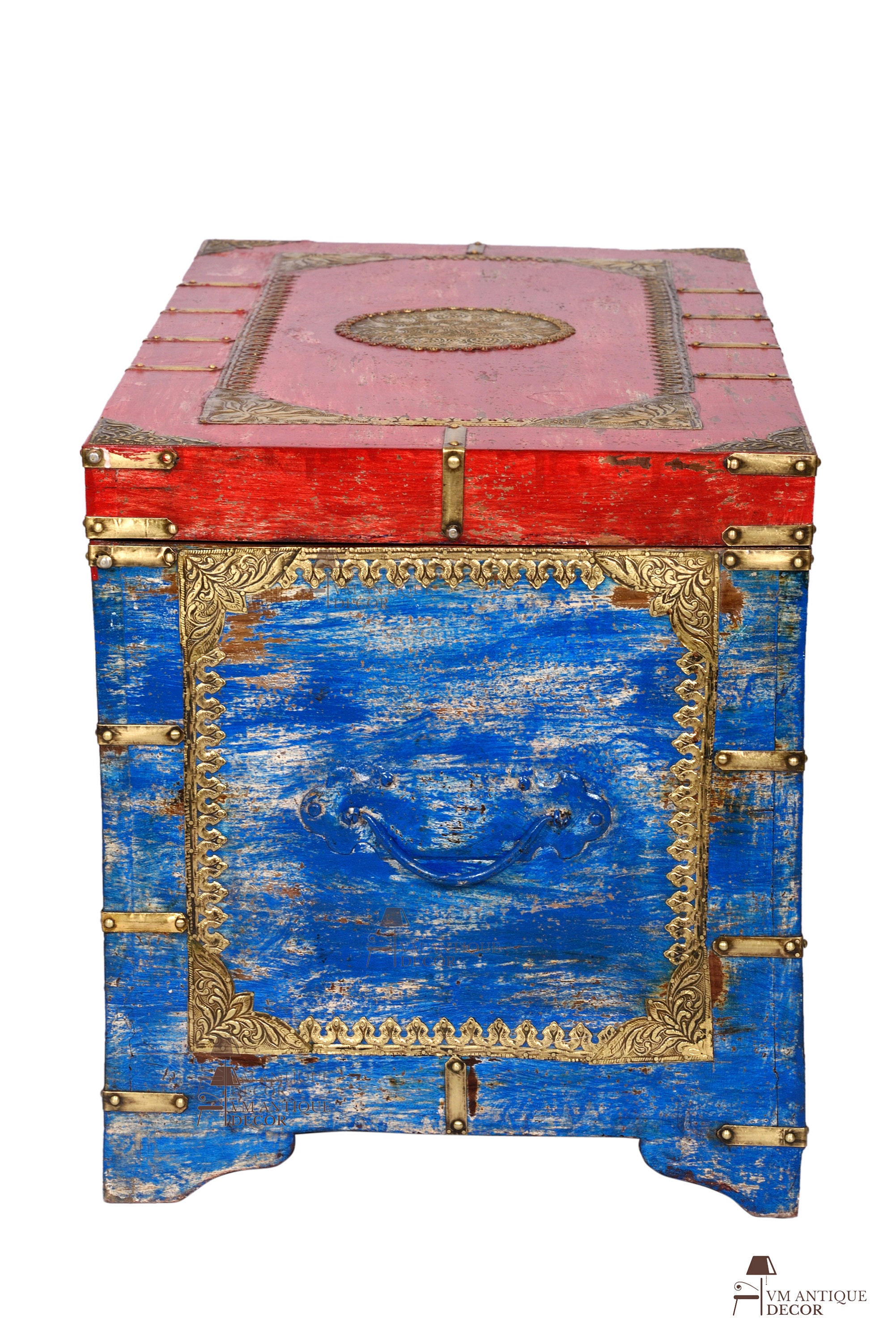 Wooden Trunk Box ,solid Wood Distage Brass Fitted Trunk Box for Home ...