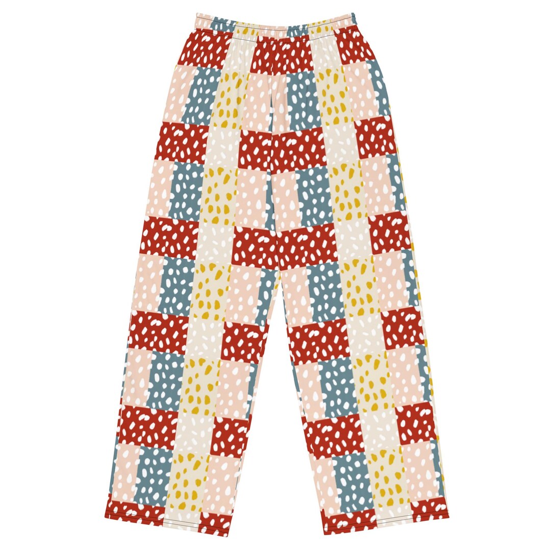 Retro Spotted Wide Leg Pants | Colorful Painted Dots Lounge Pants - Etsy