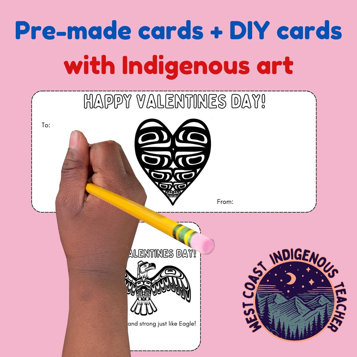 Valentine's Day Digital Download Cards, Indigenous Cards, Kids ...