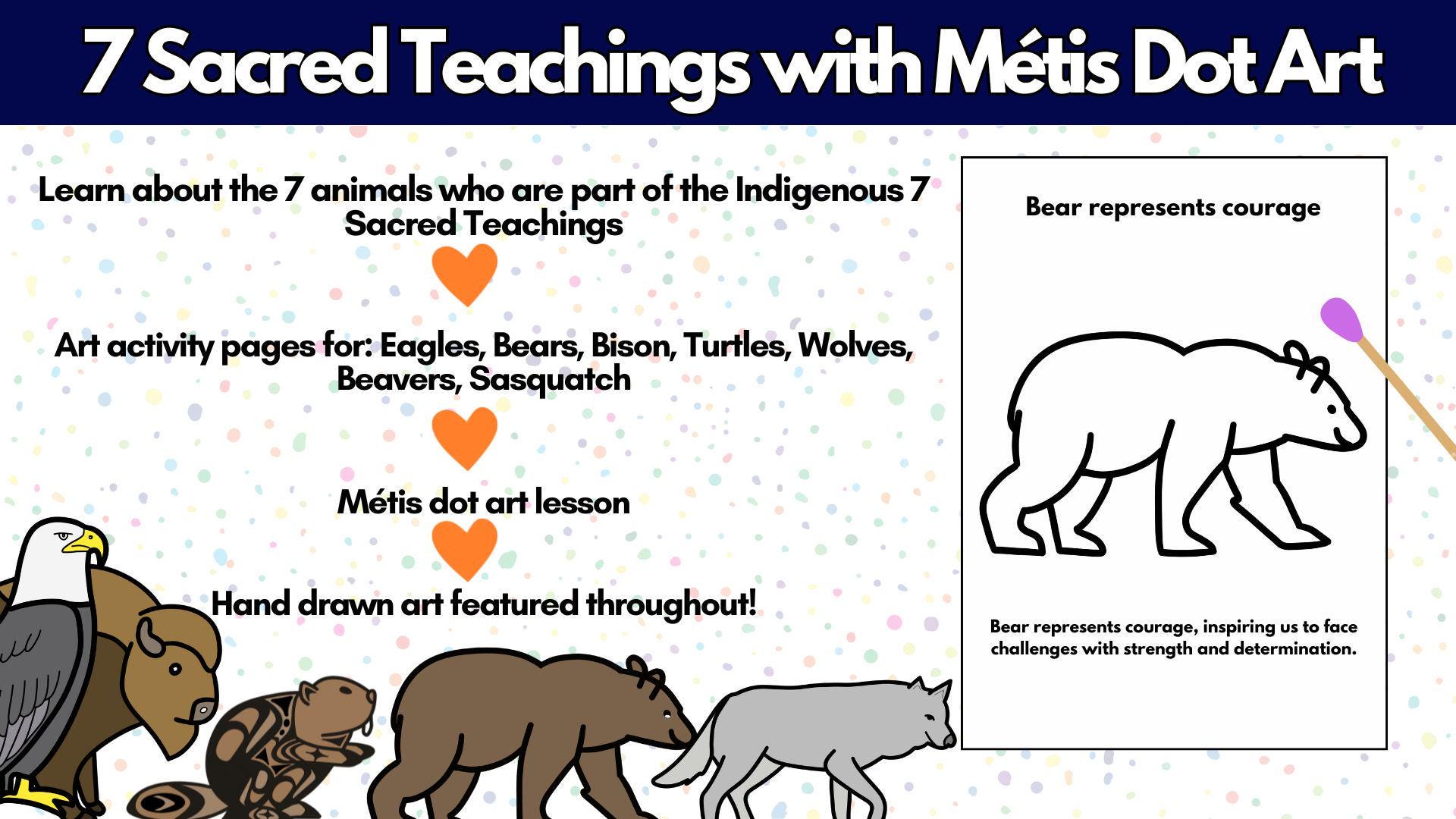 The 7 Sacred Indigenous Teachings With Métis Dot Art, Indigenous ...