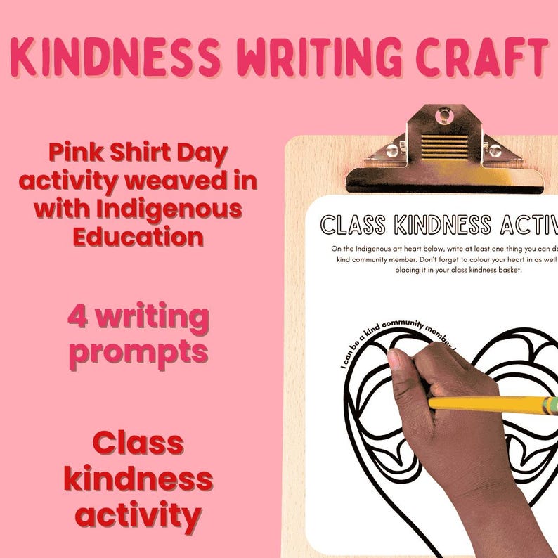 Kindness Writing Craft, Pink Shirt Day Activity - Etsy