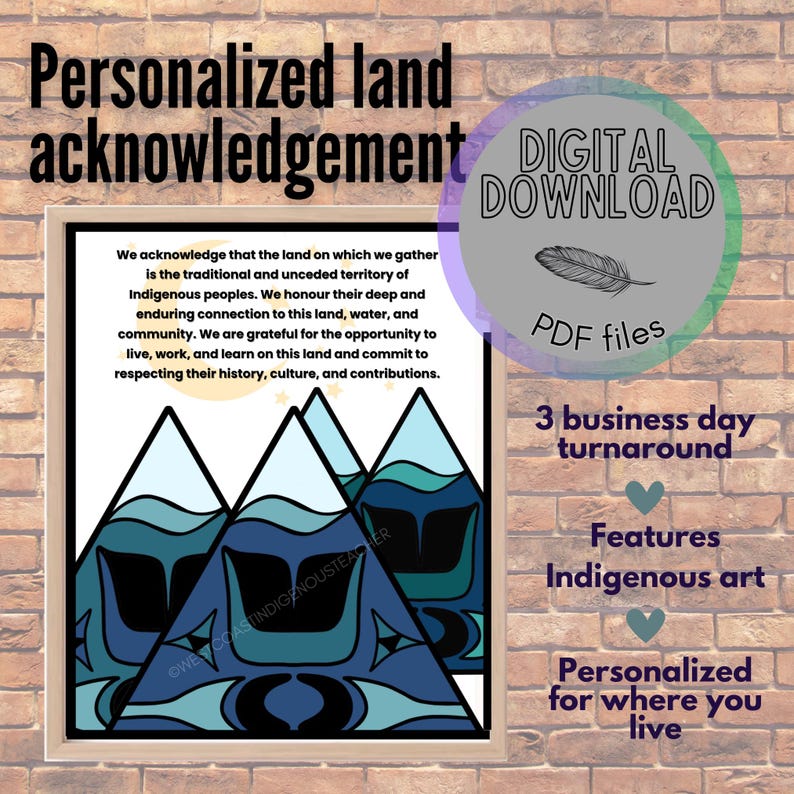 Personalized Customizable Land Acknowledgment Printable With Indigenous ...