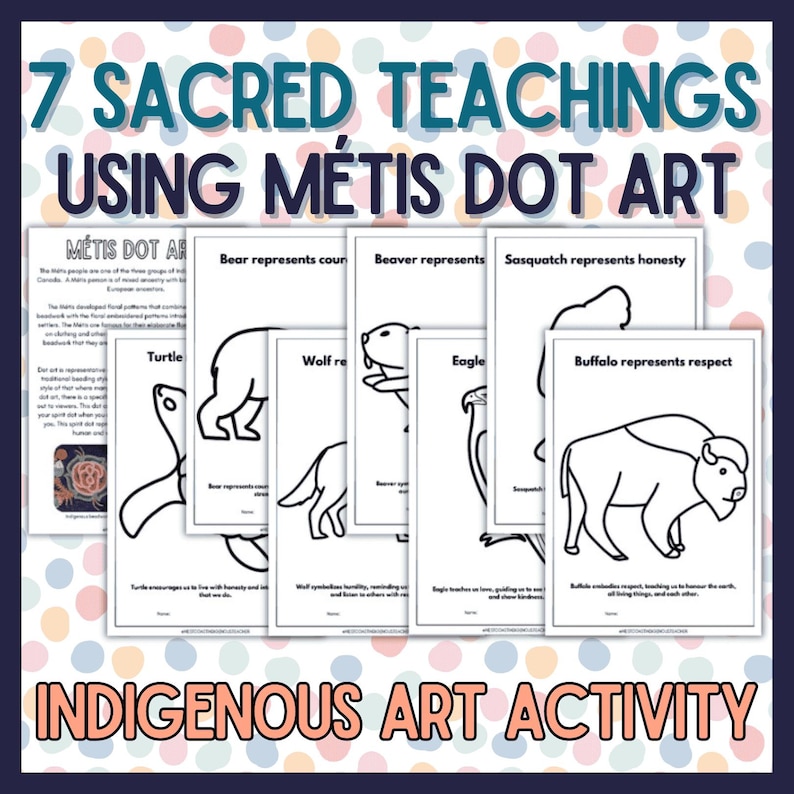 The 7 Sacred Indigenous Teachings With Métis Dot Art, Indigenous Education, Indigenous Canada ...