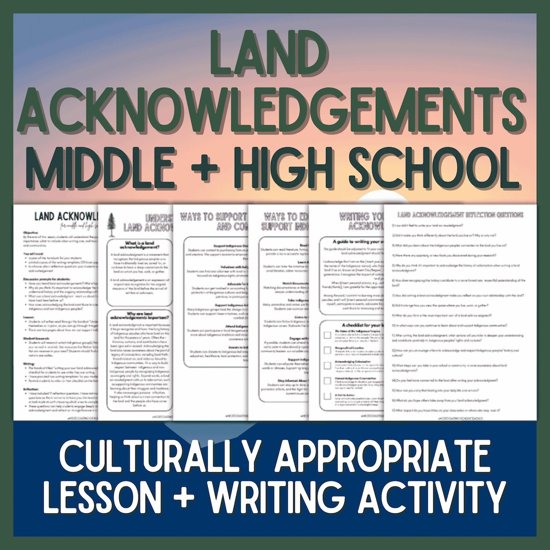 Land Acknowledgement Activity High School, Indigenous Education, Orange ...