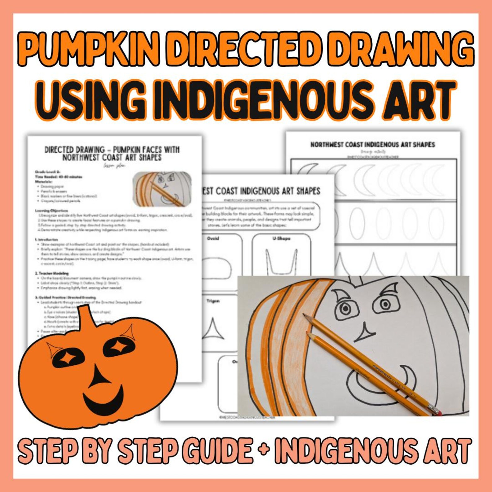Halloween Pumpkin Directed Drawing - Indigenous Art Canada - Pumpkin ...