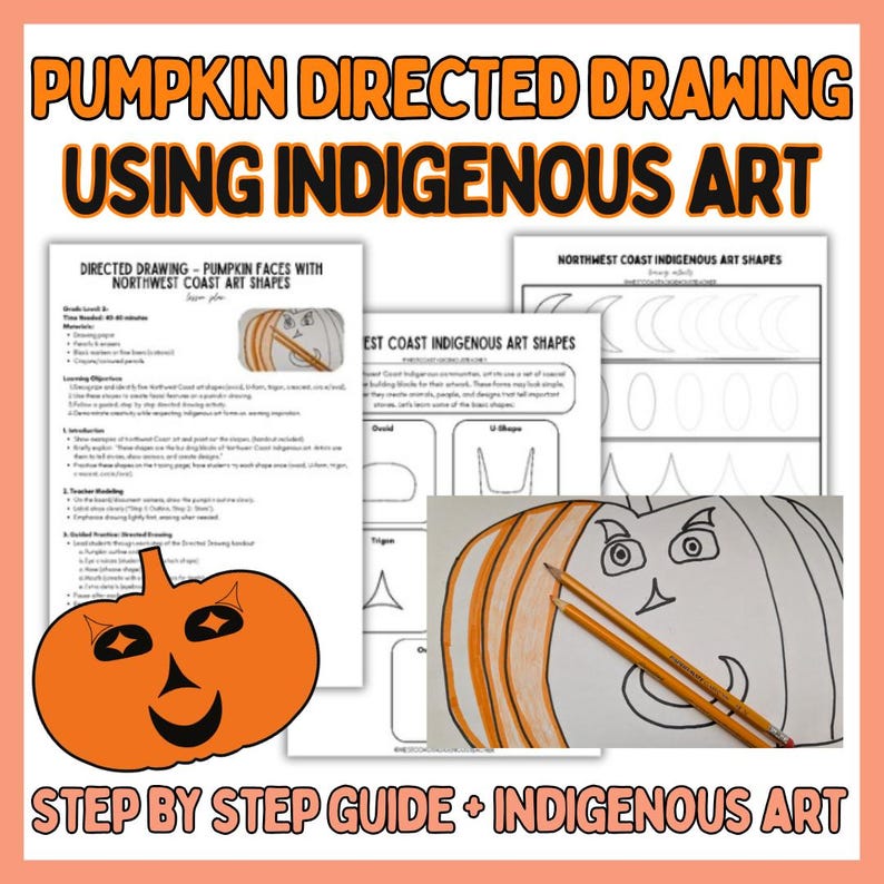 Halloween Pumpkin Directed Drawing - Indigenous Art Canada - Pumpkin ...