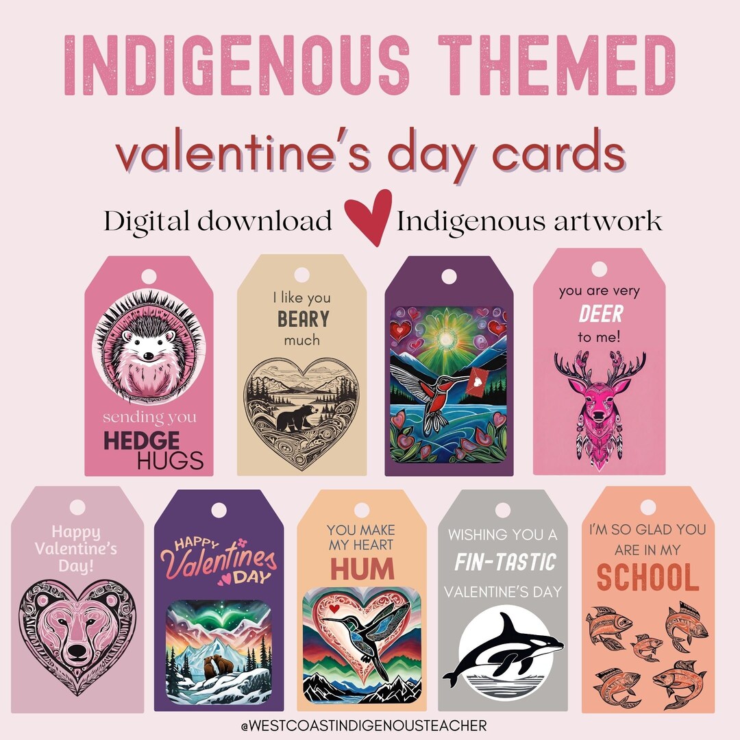 Valentine's Day Digital Download Cards, Indigenous Cards, Kids ...