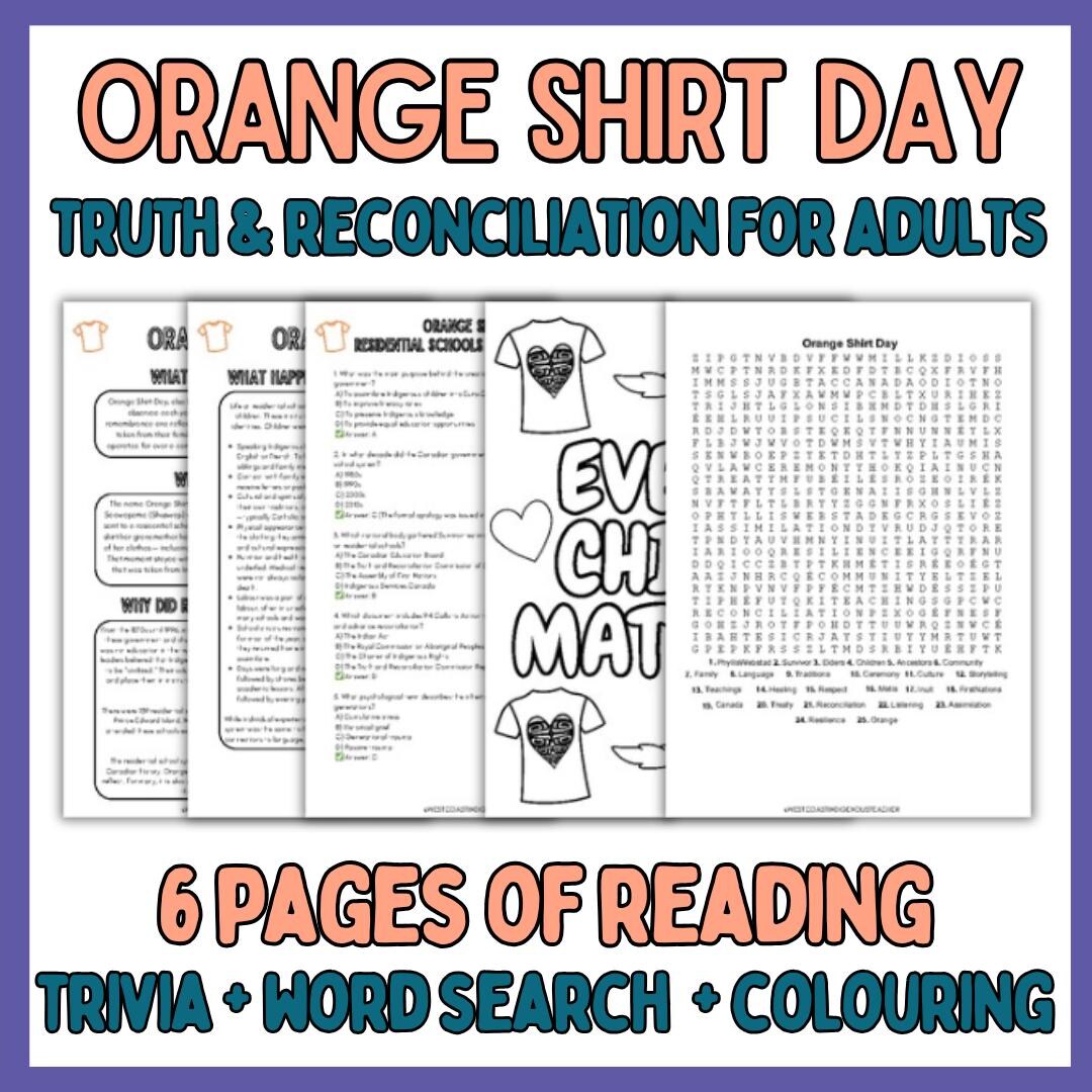 Orange Shirt Day Lesson High School Adults, Indigenous Education ...