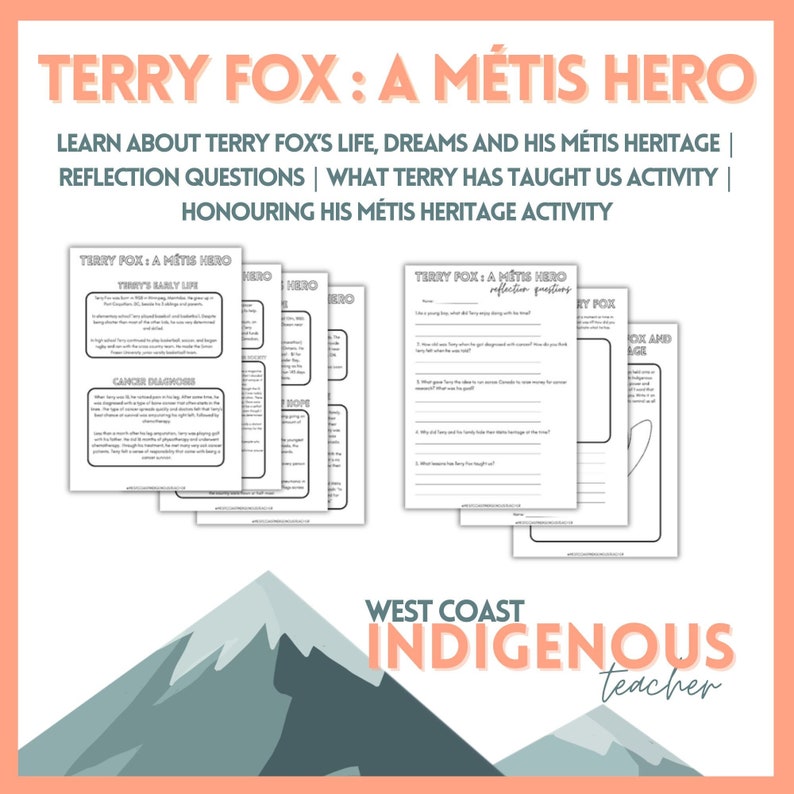 Terry Fox : a Canadian Métis Hero Indigenous Lesson Plan - Etsy