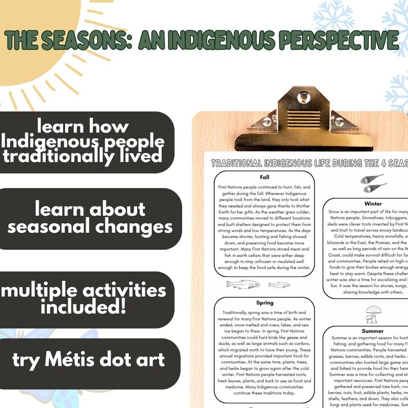 Indigenous Seasons Lesson, Social Studies, Indigenous Education ...