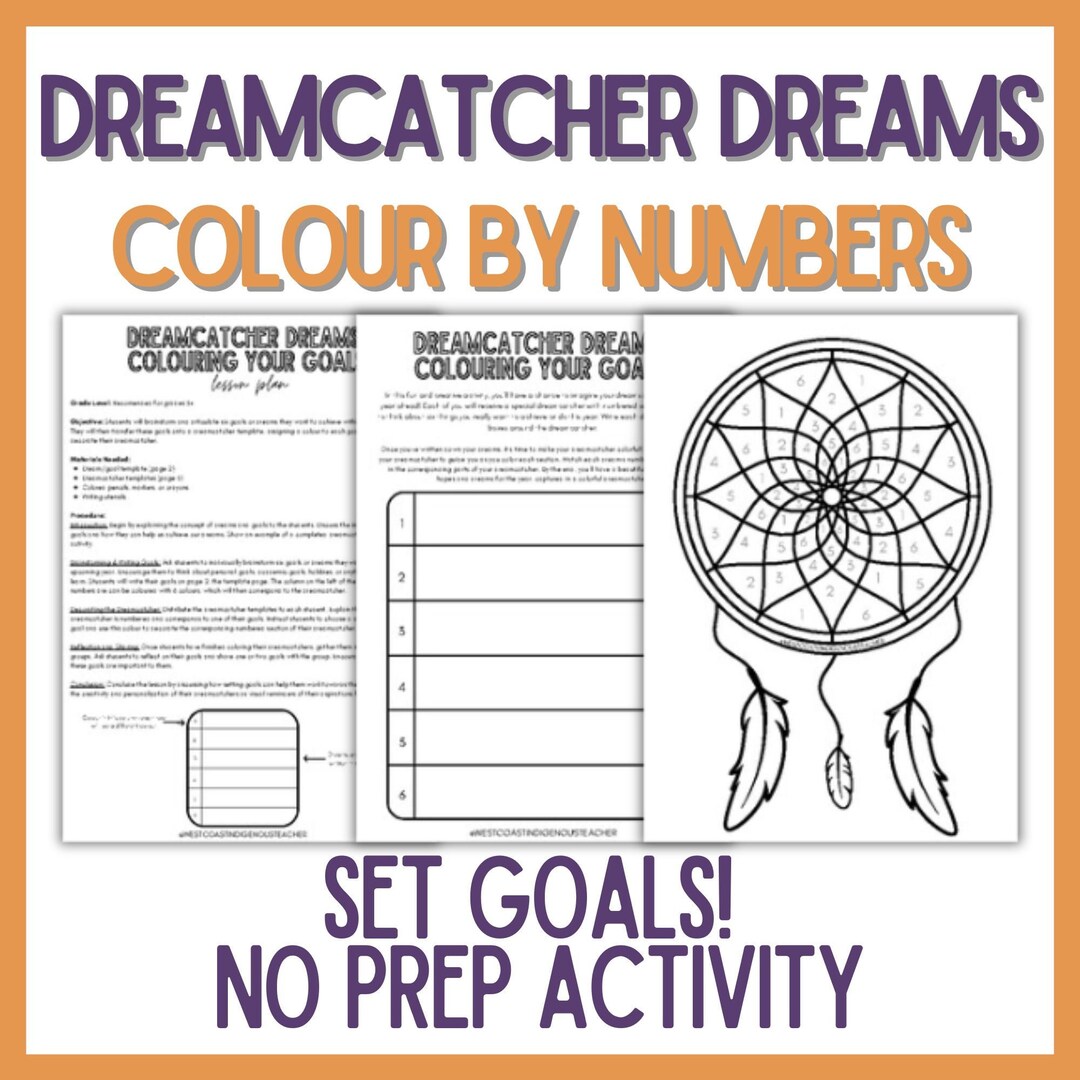 Goal Setting Activity Kids, Dreamcatcher Art, Color by Numbers ...