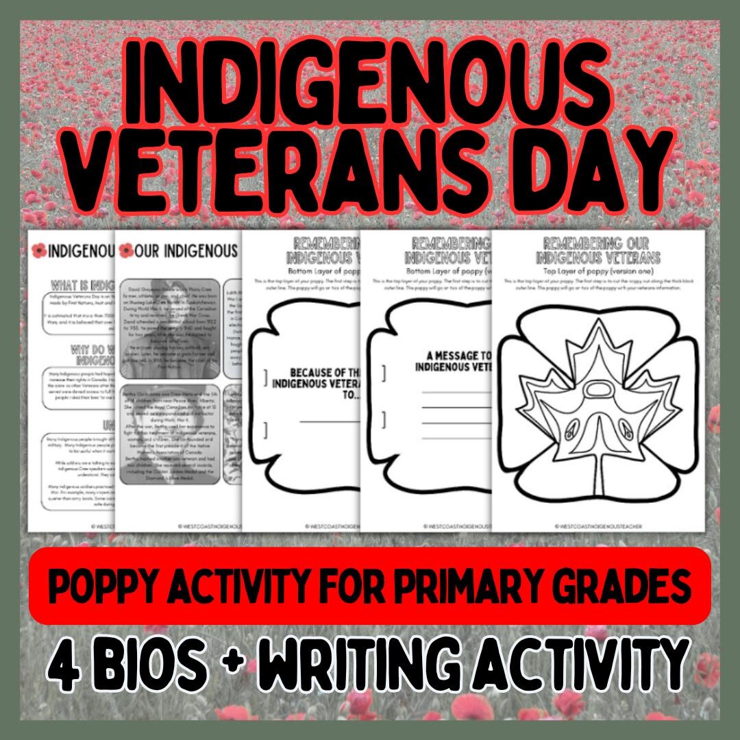 Indigenous Veterans Remembrance Day Canada, Poppy Activity Primary ...