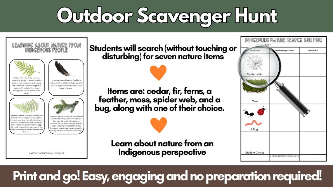 Outdoor Education Scavenger Hunt, Outdoor Learning, Indigenous ...