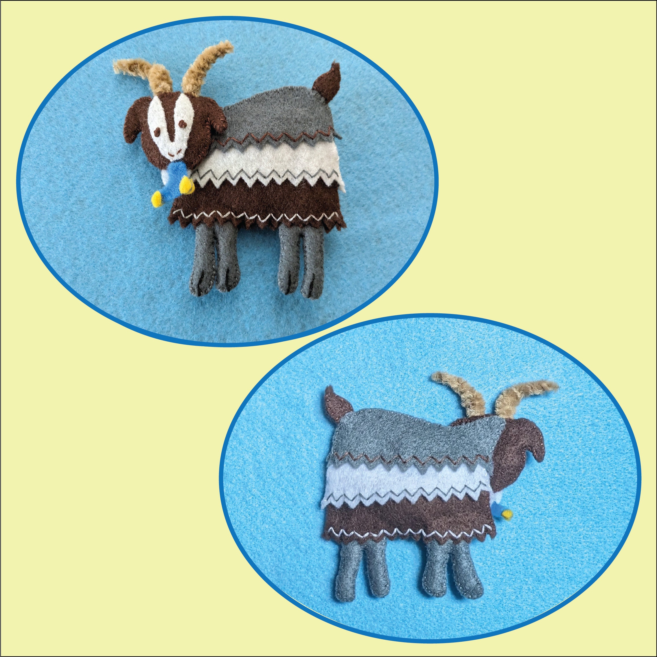 Goat PDF Pattern for Felt Nursery Garland. Hand Sewn Ornament. Detailed ...