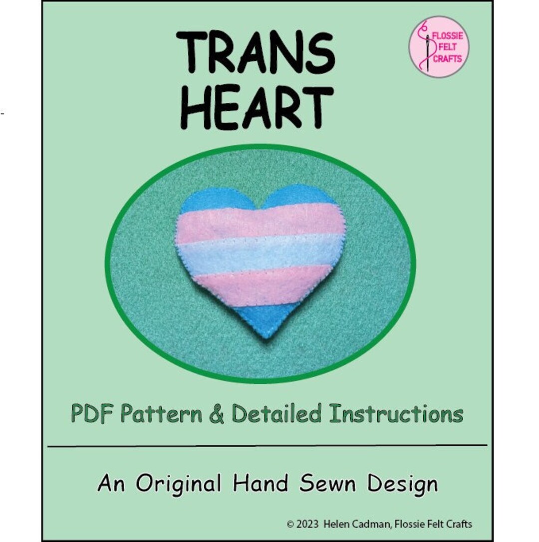 Felt Trans Heart PDF Pattern. Hand Sewn Ornament. Detailed Instructions ...