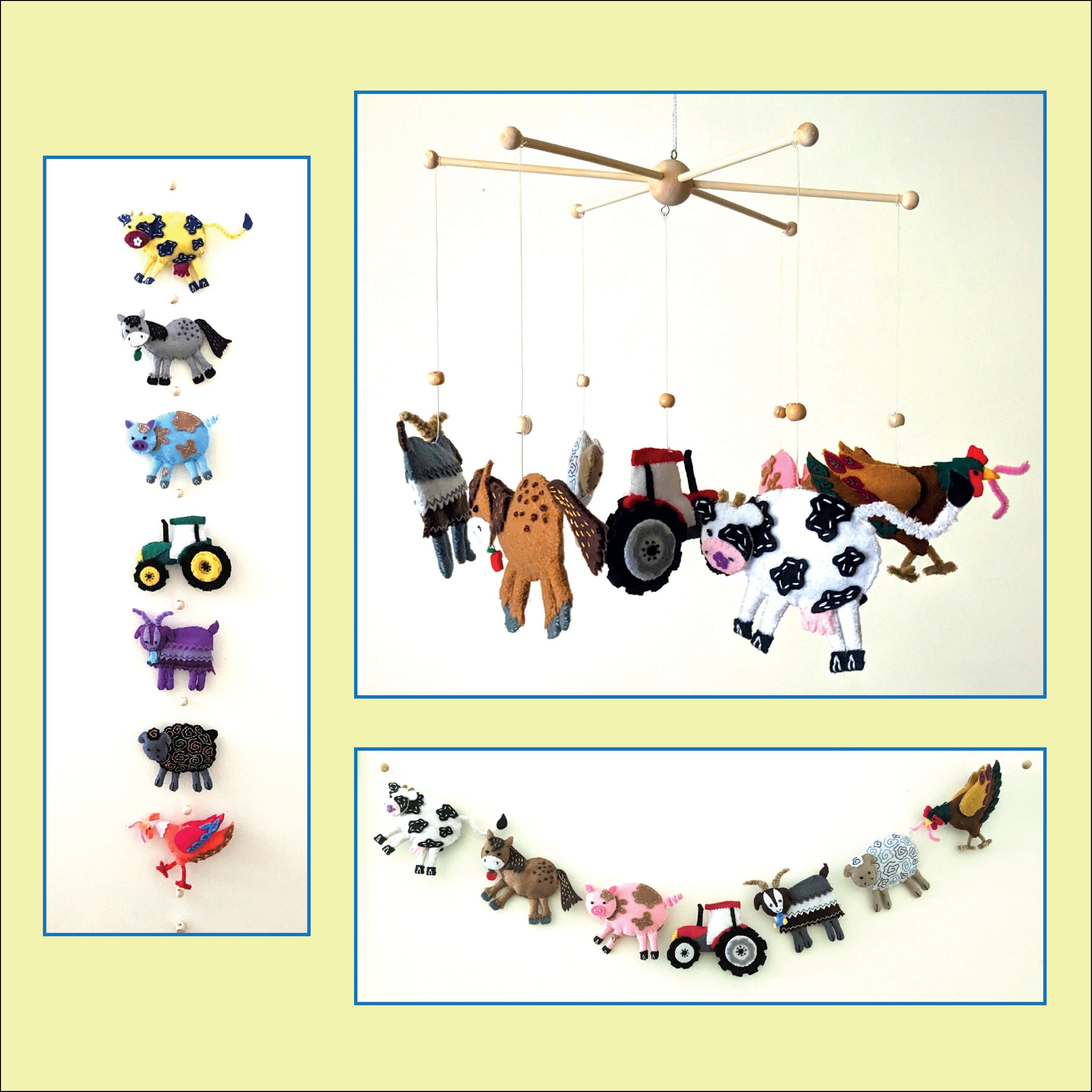 Cow PDF Pattern for Felt Nursery Garland. Hand Sewn Ornament. Detailed ...