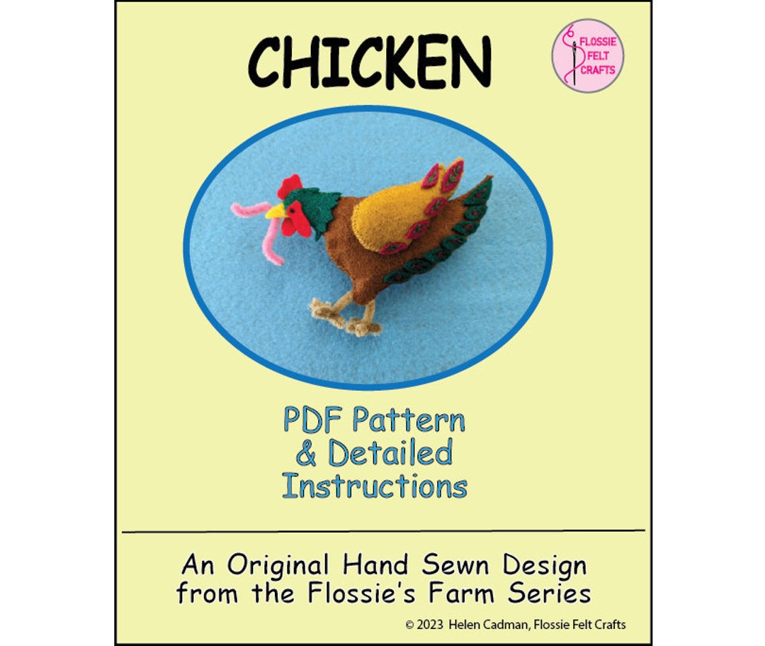 Chicken PDF Pattern for Felt Nursery Garland. Hand Sewn Ornament ...