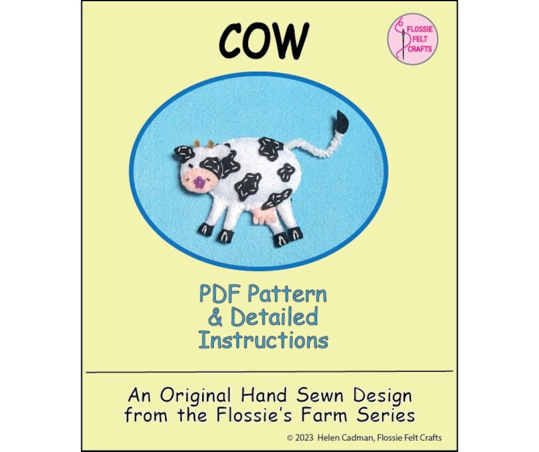 Cow PDF Pattern for Felt Nursery Garland. Hand Sewn Ornament. Detailed ...