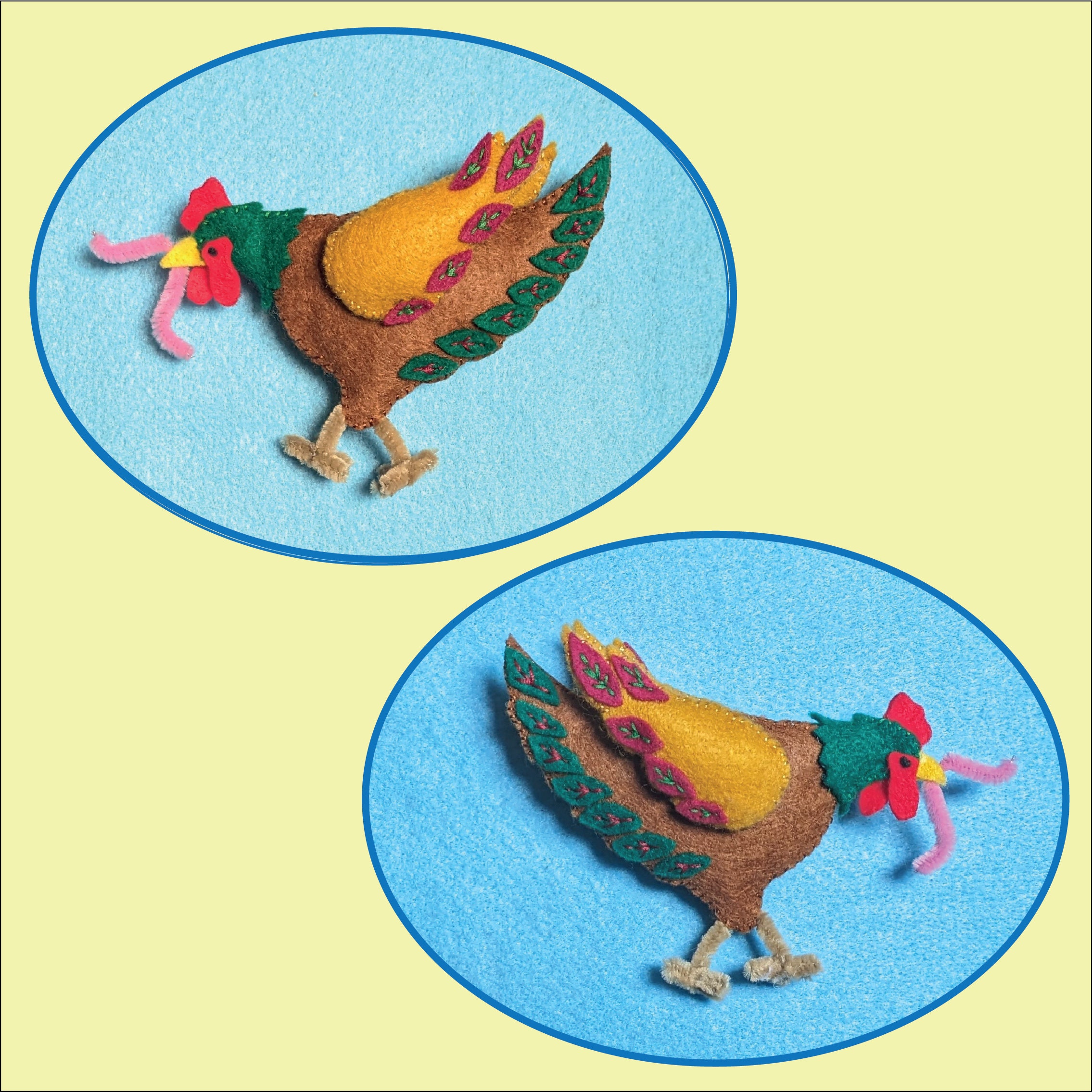 Chicken PDF Pattern for Felt Nursery Garland. Hand Sewn Ornament ...