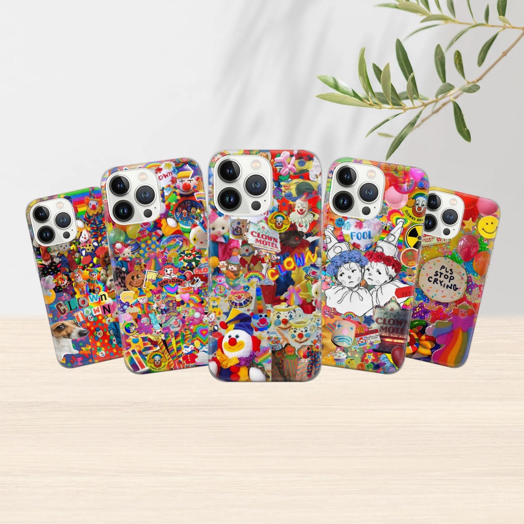 Colorful Clown Circus Scary Phone Case Aesthetic Cover for iPhone 16 15 ...