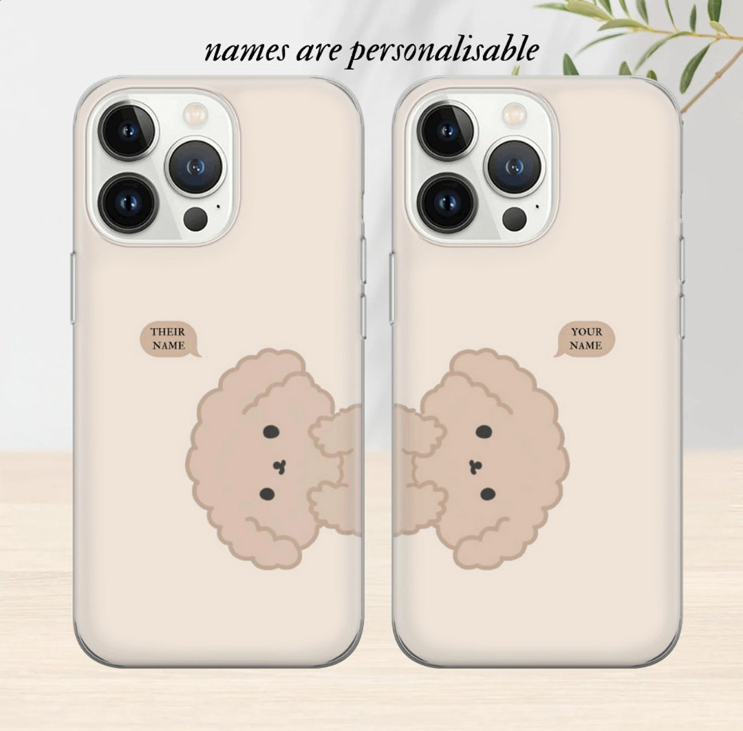 Custom Couple Friendship Valentines Case Name Cute Dog Puppy Drawing ...