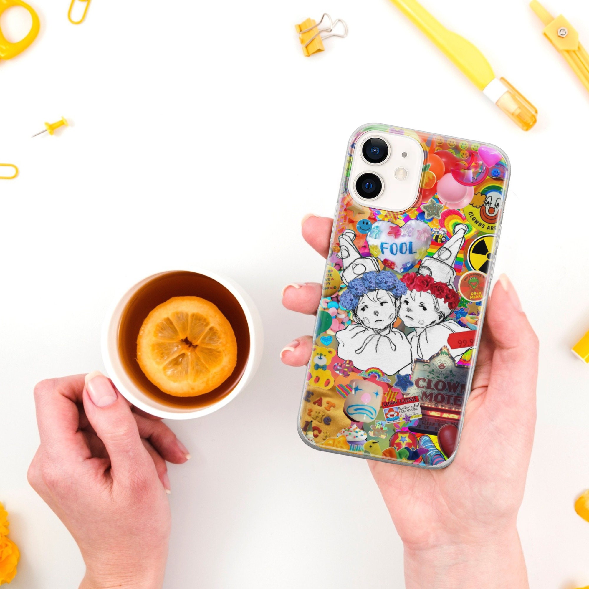 Colorful Clown Circus Scary Phone Case Aesthetic Cover for iPhone 17 16 ...