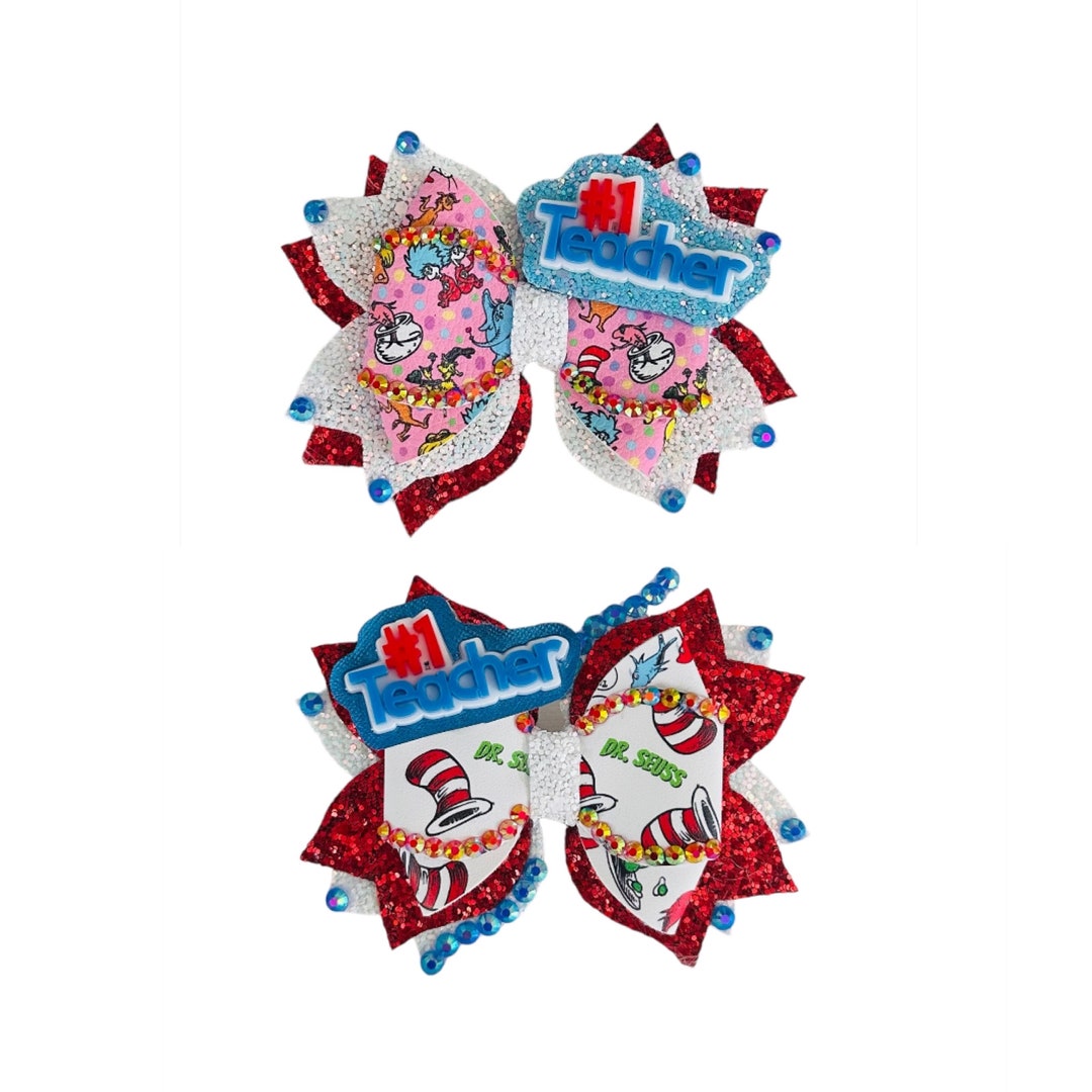 Best Teacher Bow, Number 1 Teacher Bow, Back to School Bows, Dr Seuss ...