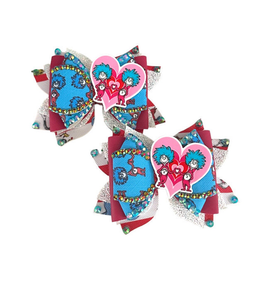 Thing 1 & Thing 2 Inspired Bows, Dr Seuss Inspired Bows, Back to School ...
