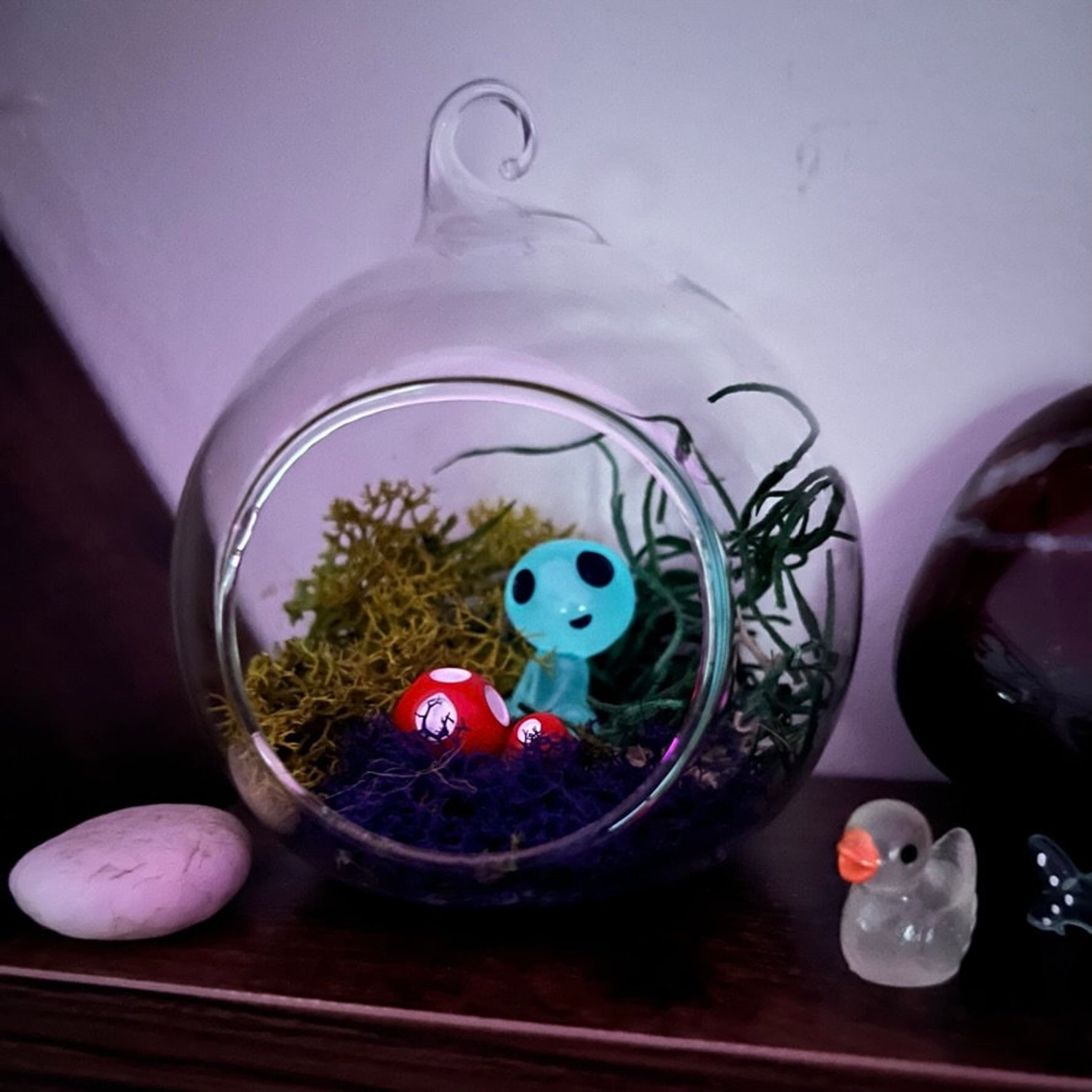 Forest Spirit Moss Hanging Terrarium, Mushroom Fairy, Cottagecore Decor ...