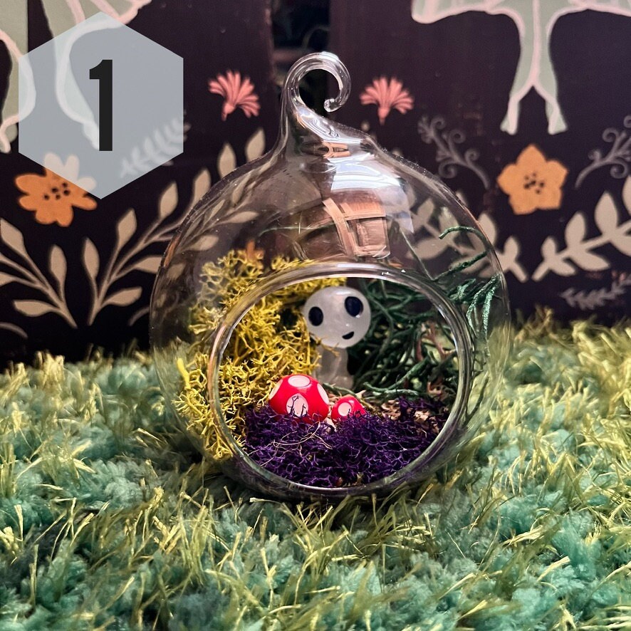 Forest Spirit Moss Hanging Terrarium, Mushroom Fairy, Cottagecore Decor ...