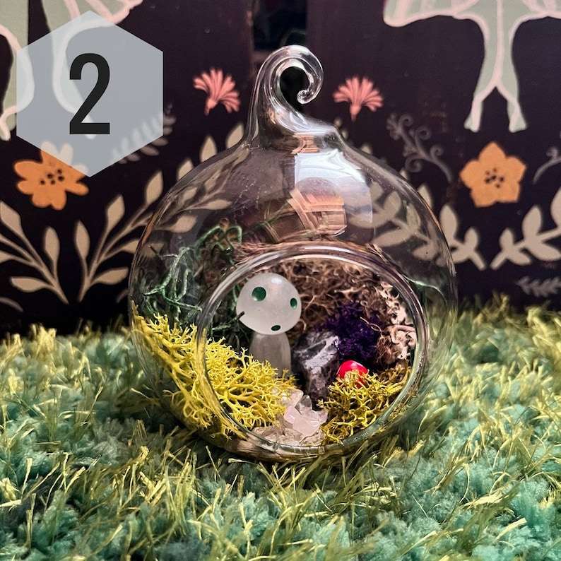 Forest Spirit Moss Hanging Terrarium, Mushroom Fairy, Cottagecore Decor ...