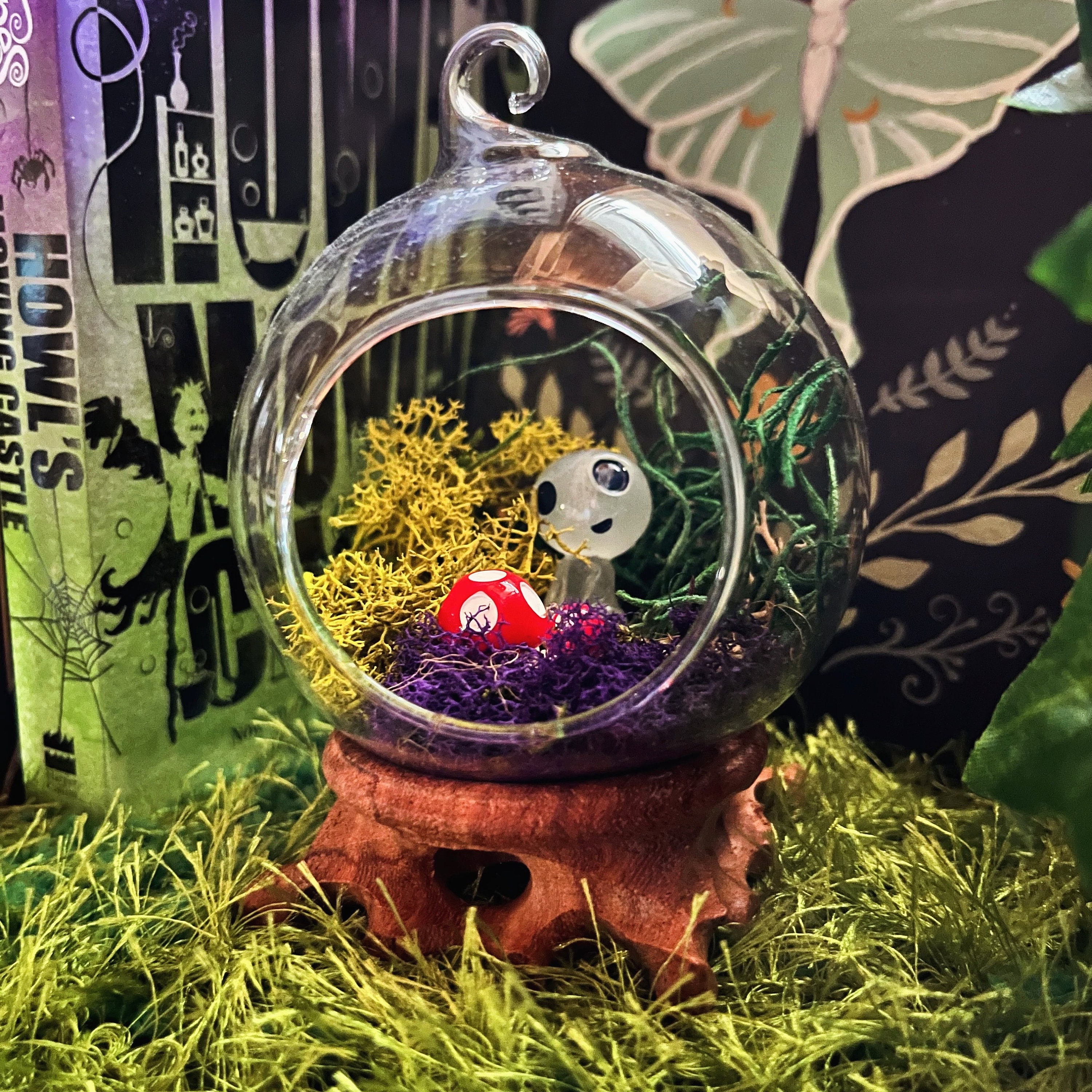 Forest Spirit Moss Hanging Terrarium, Mushroom Fairy, Cottagecore Decor ...