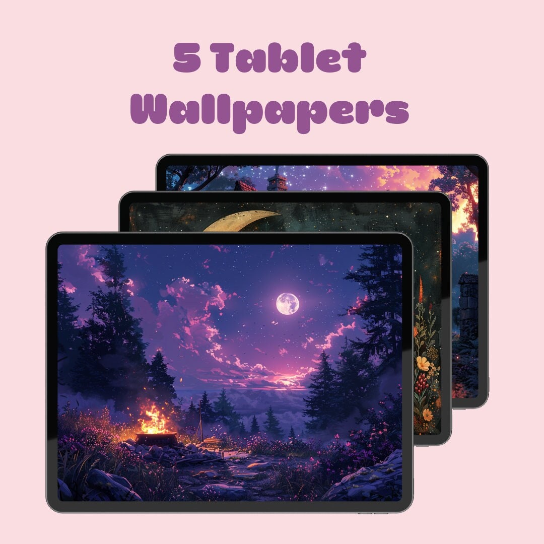 Witchy Moonlit Meadow iPad Wallpapers Spring Flowers Kindle Theme Cozy ...