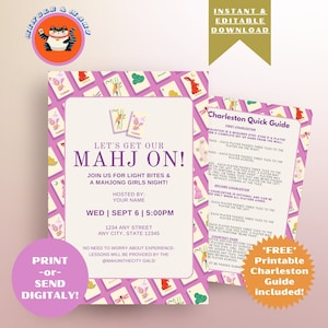 Mahjong Party Invitation: Editable Mahj on Night (digital Download) - Etsy
