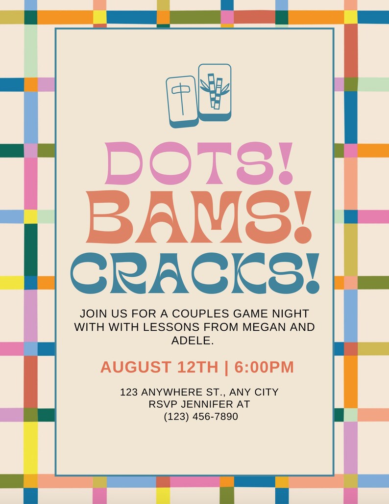 Mahjong Party Invitation Mahj on Party Mahjong Lessons - Etsy