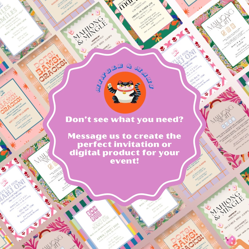 Mahjong Party Invitation | Mahj on Party | Mahjong Lessons Invite ...