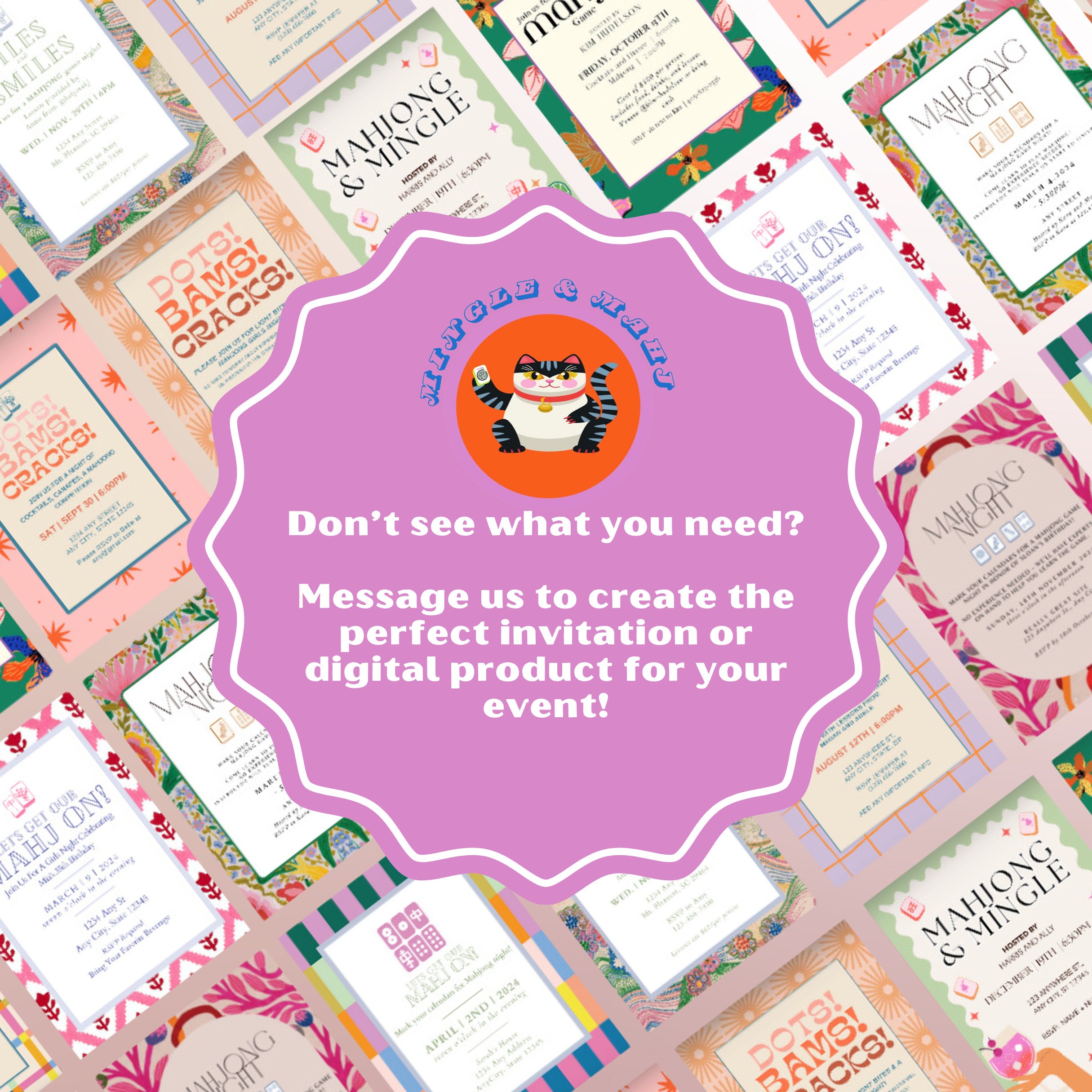 Mahjong Party Invitation: Editable Canva Template (digital Download) - Etsy